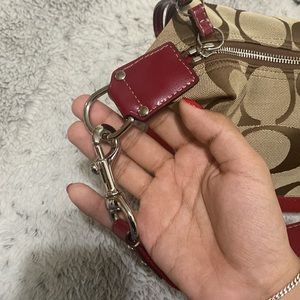 Coach | Bags | Vintage Coach Red And Canvas Purse Shoulder Bag | Poshmark